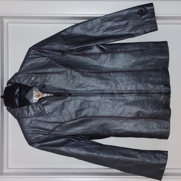 Ameri Mode | Jackets & Coats | Ameri Mode Metallic Pewter Leather Blazer | Poshmark